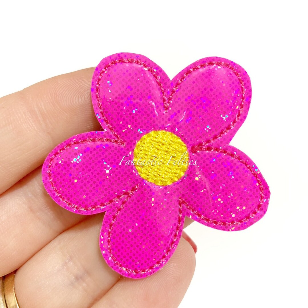 Daisy Flower Feltie | Glitter Felties | Felt Applique | Embroidered ...