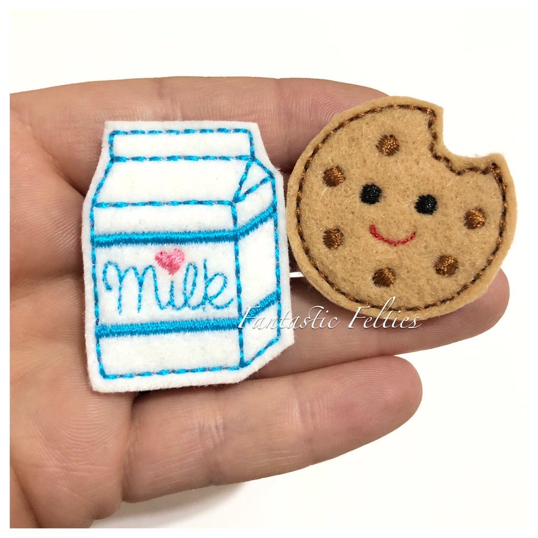 Cookie and Milk Feltie Food Felties Felt Applique Embroidered Felt ...