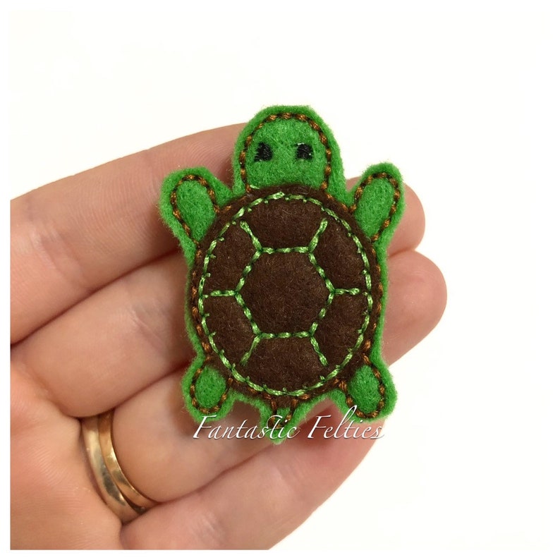 Turtle Feltie | Felt Applique | Embroidered Felt | UNCUT | (set of 4 ...
