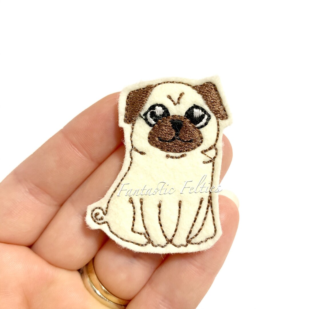 Pug Felties | Puppy Dog Felties | Felt Applique | Embroidered Felt ...
