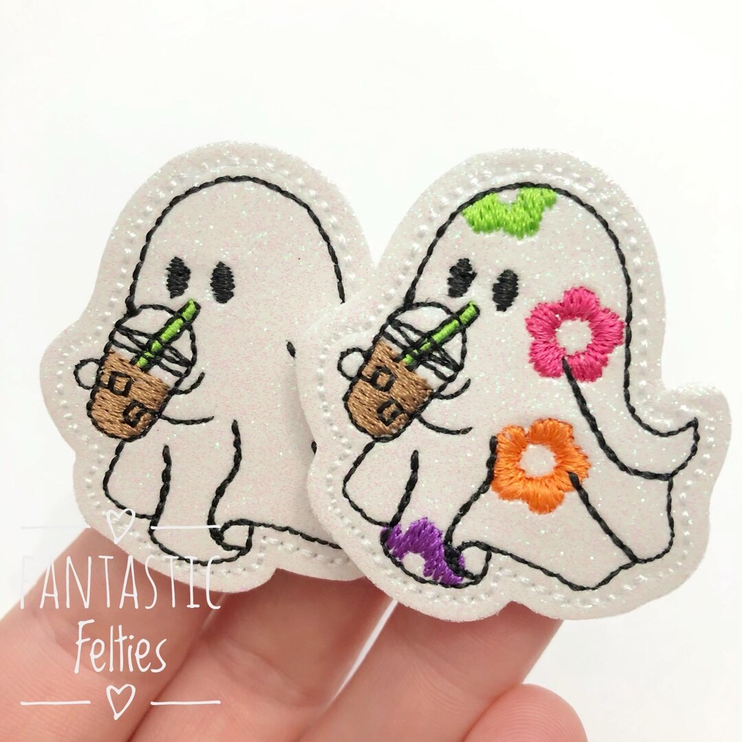 Ghost With Iced Coffee Feltie | Glitter Felties | Ghost Felties ...