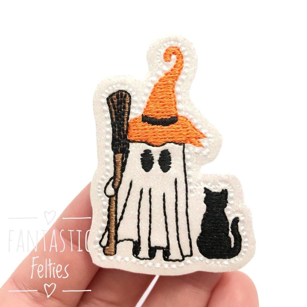 Witch Ghost With Cat Felties - Cute Ghost Felties | Black Cat Felties ...