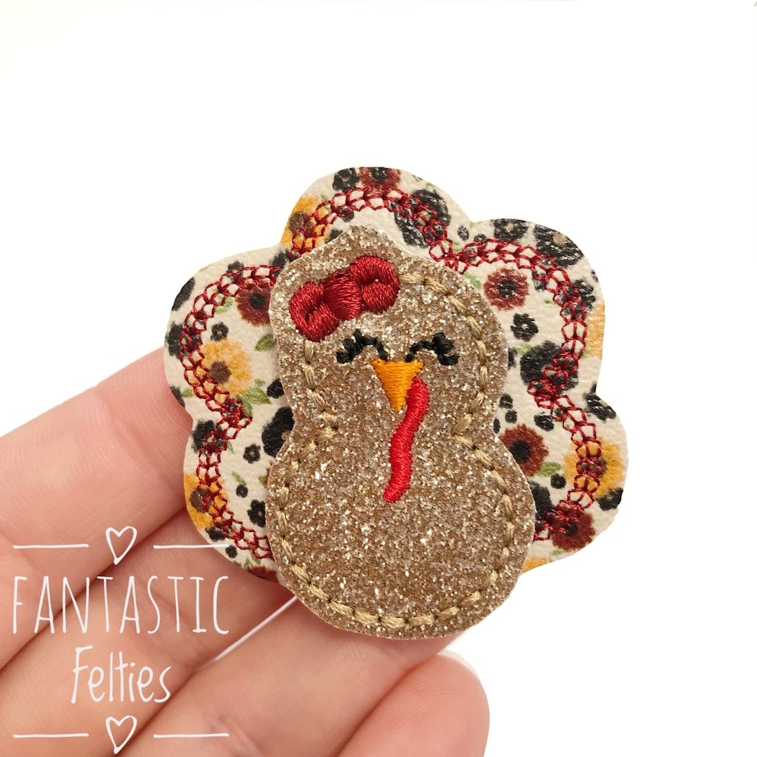 Girly Turkey Feltie - Thanksgiving Felties - Felt Applique - Floral ...