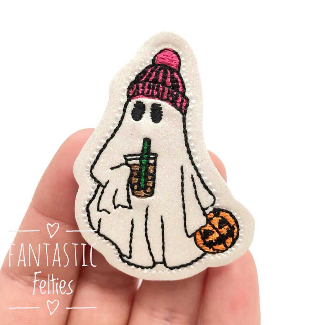 Ghost With Iced Coffee Feltie | Glitter Felties | Ghost Felties ...