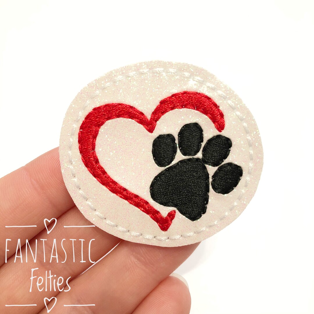Paw Print Heart Felties UNCUT Animal Felties Paw Felties Glitter ...