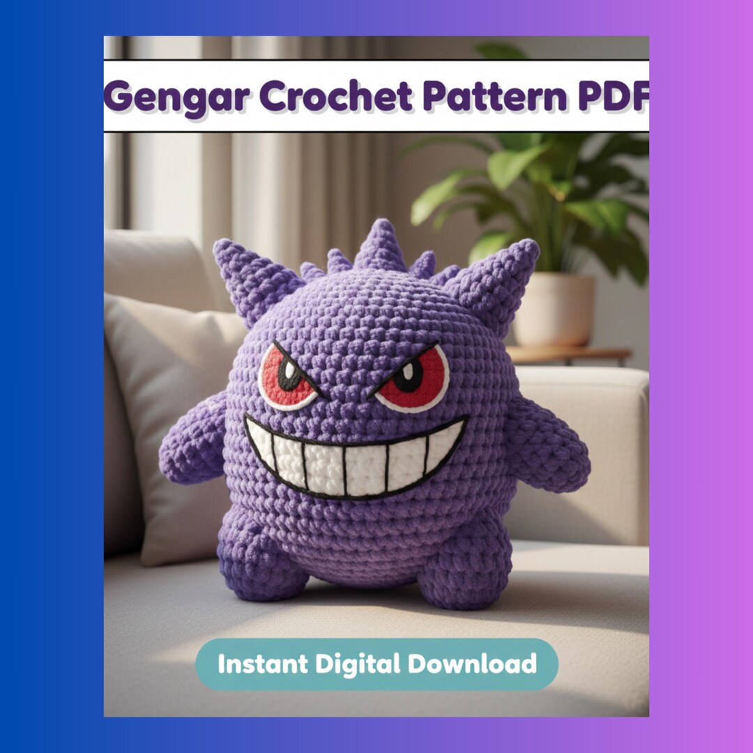 Gengar Crochet Pattern | Cute Gengar Pokemon Amigurumi | Pokemon ...