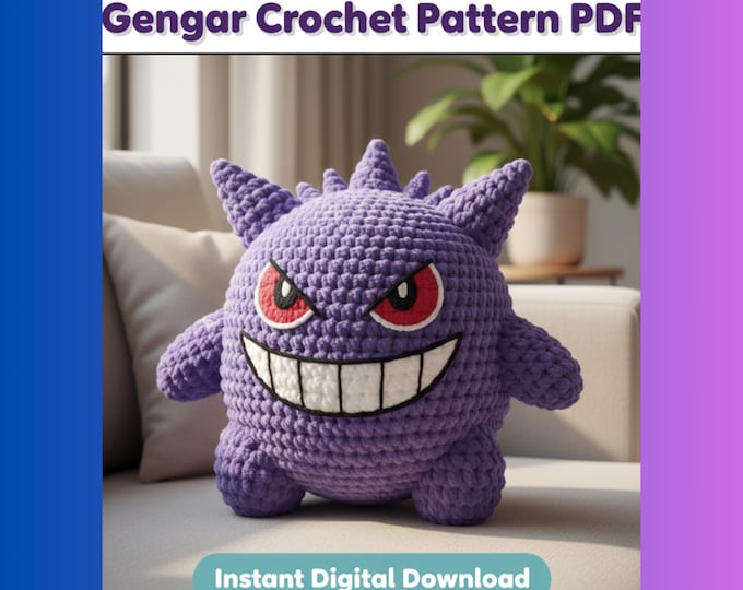 Gengar Crochet Pattern | Cute Gengar Pokemon Amigurumi | Pokemon ...