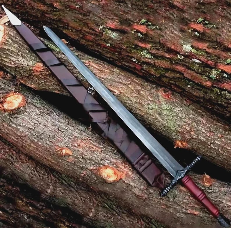 Handmade Medieval Long Sword | Viking Fantasy Steel Sword With Scabbard ...