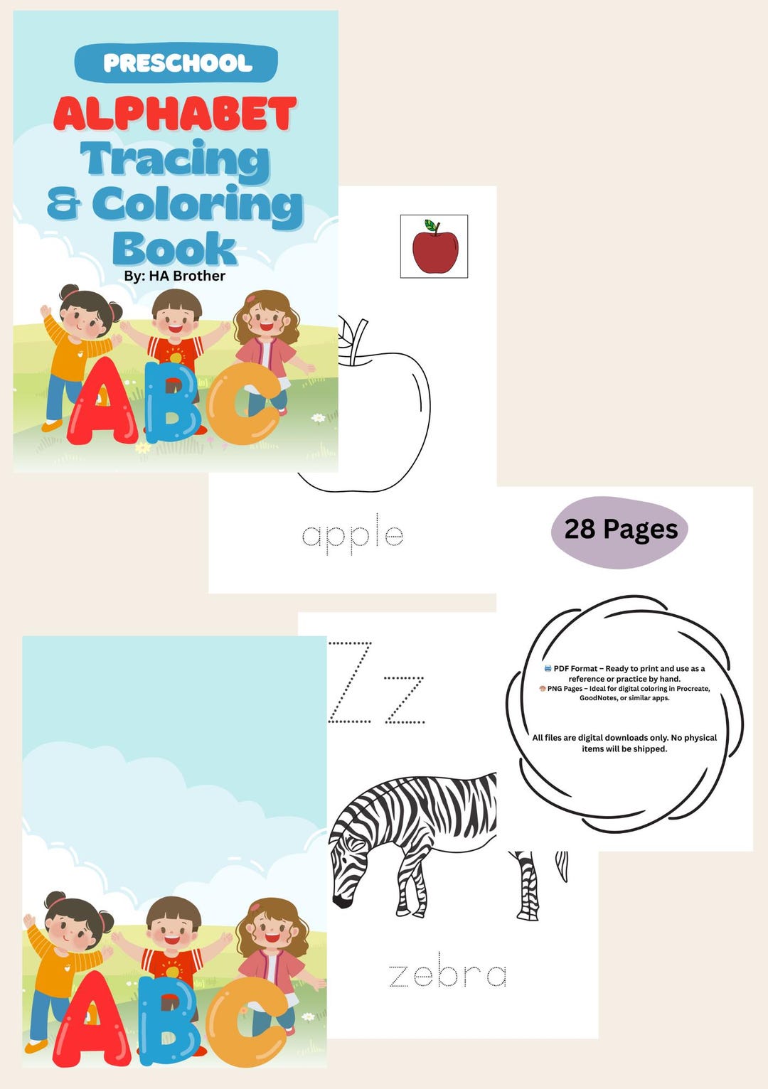 Alphabet Tracing Coloring Book | Preschool Learning (PDF Pattern) - Etsy
