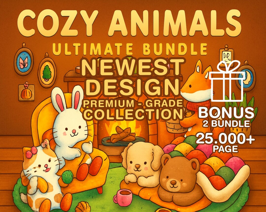 Cozy Animals Printable Coloring Book – Ultimate 25,000+ Page Bundle ...