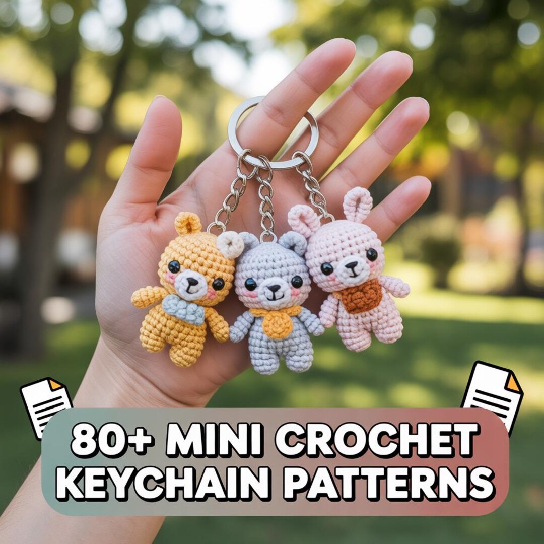 50+ Crochet Keychain Pattern Bundle PDF | Plush Crochet Keychains | Cat ...