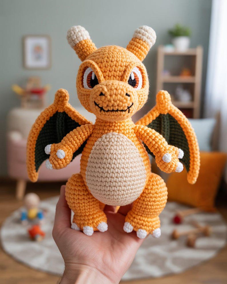 Charizard Crochet Pattern | Pokemon Dragon Plushie | Easy Amigurumi ...