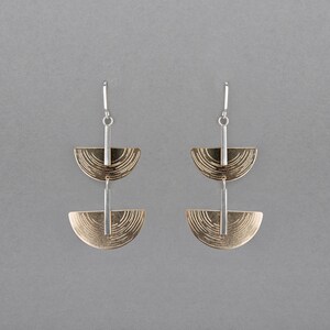 Half Moon, Vinyl Record, Rock-n-roll Inspired, Mixed Metal Earrings ...