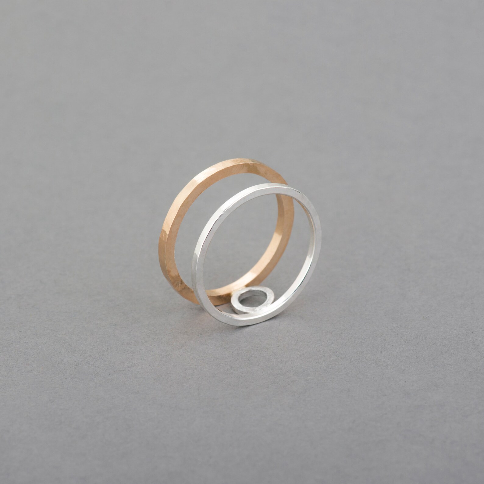 Handmade Mixed Metal Modern Ring Two Toned Textured | Etsy