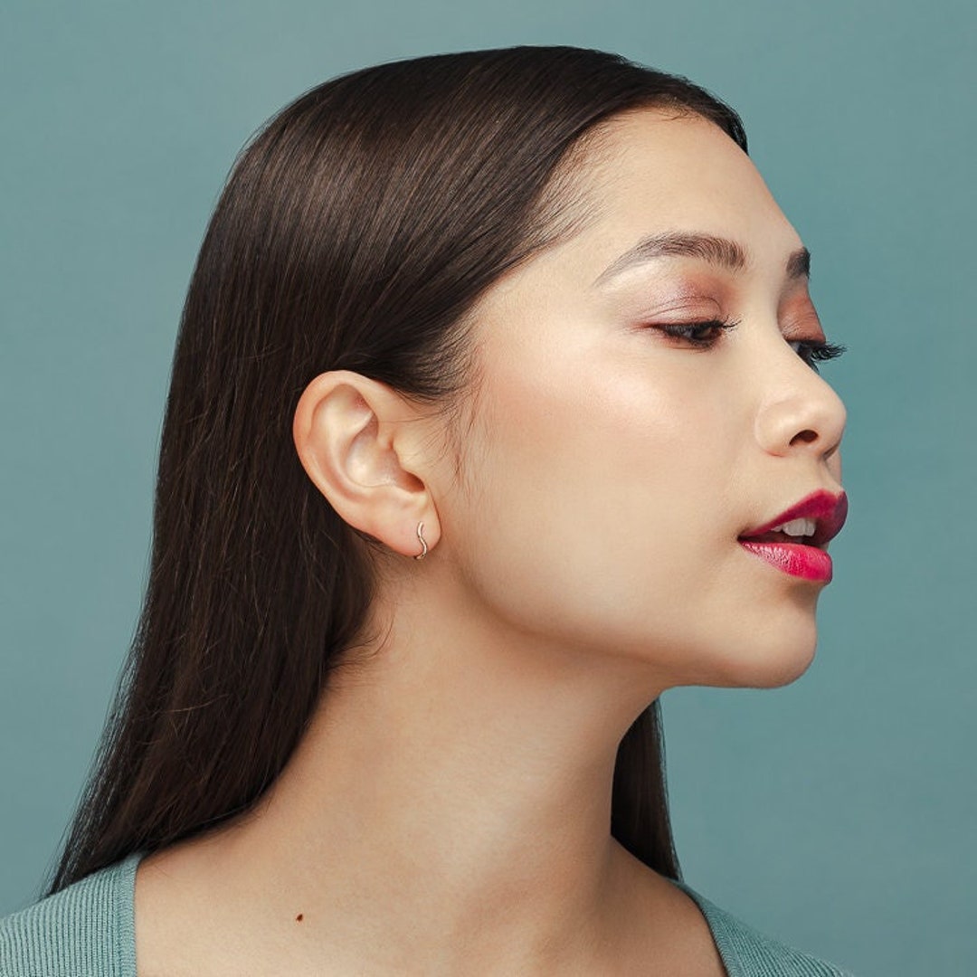 Tiny Hoops, Earring Stacker, Organic Wave, Handmade Jewelry, Silver ...