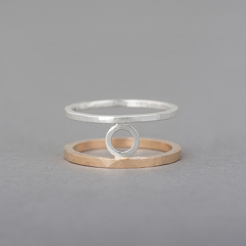 Handmade Mixed Metal Modern Ring Two Toned Textured | Etsy