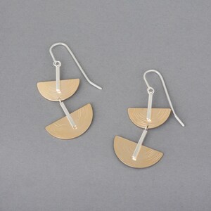 Half Moon, Vinyl Record, Rock-n-roll Inspired, Mixed Metal Earrings ...