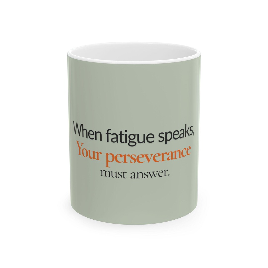 Minimalist Discipline & Perseverance Mug, 11oz Ceramic Coffee Cup, Sage ...