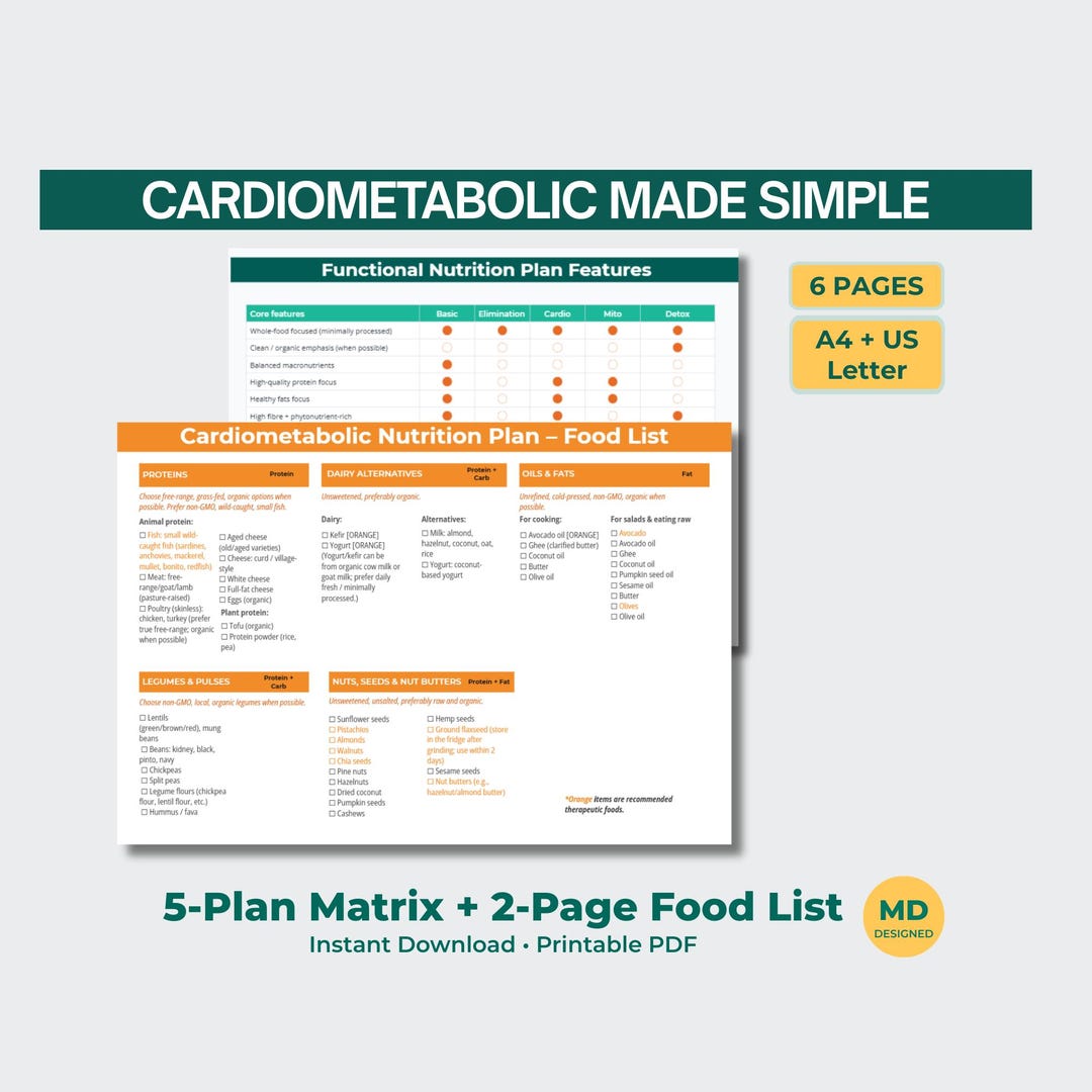 Heart & Metabolic Health Food List PDF | Cardiometabolic Nutrition Plan ...