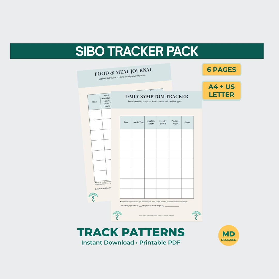 SIBO Symptom Tracker Printable | IBS Food Journal & Trigger Log ...
