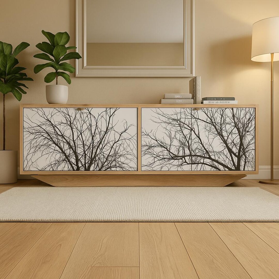 Hand-painted Oak Console Table, Modern Abstract Design - Etsy
