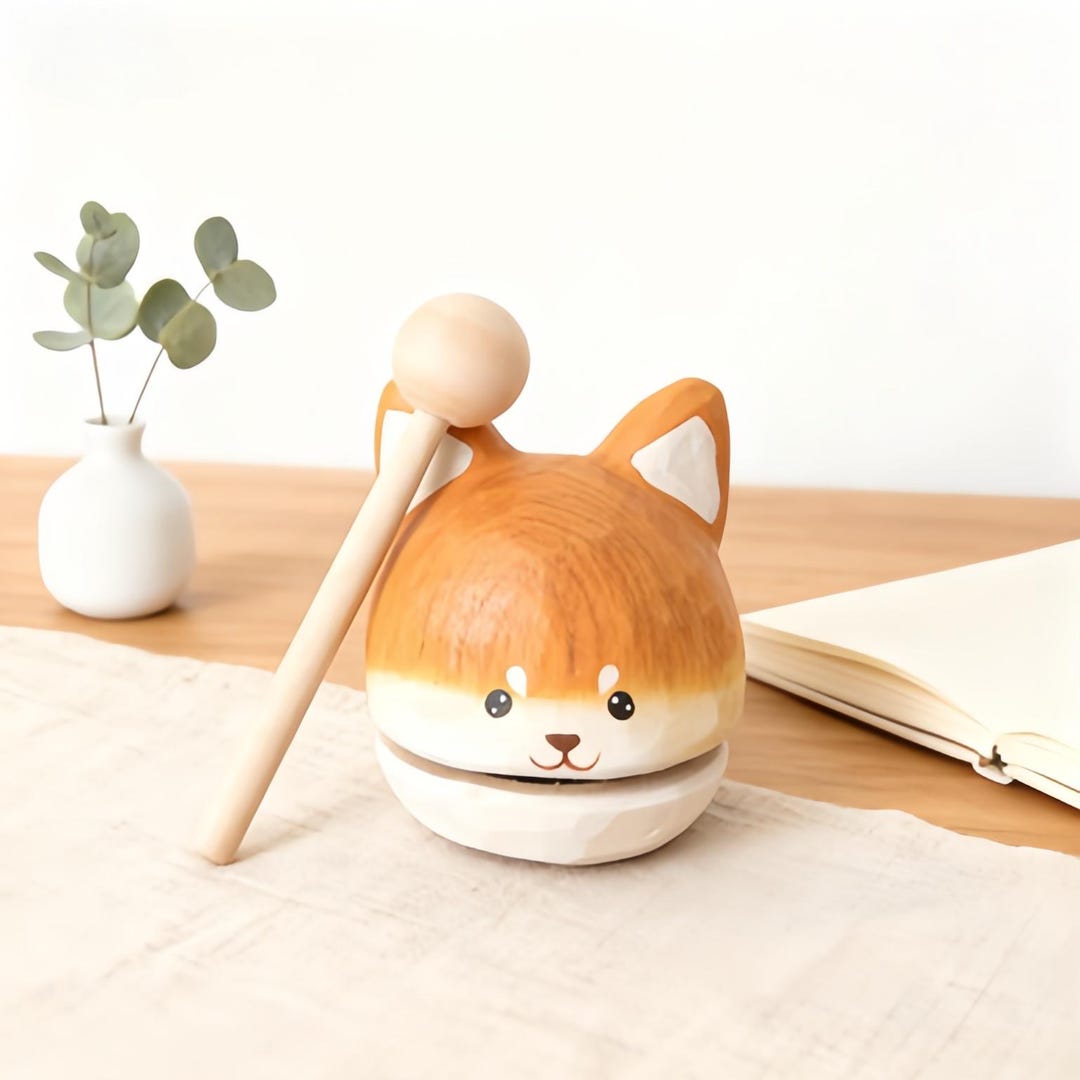 Solid Wood Shiba Inu Shaped Wooden Fish – Stress Relief Knocking ...