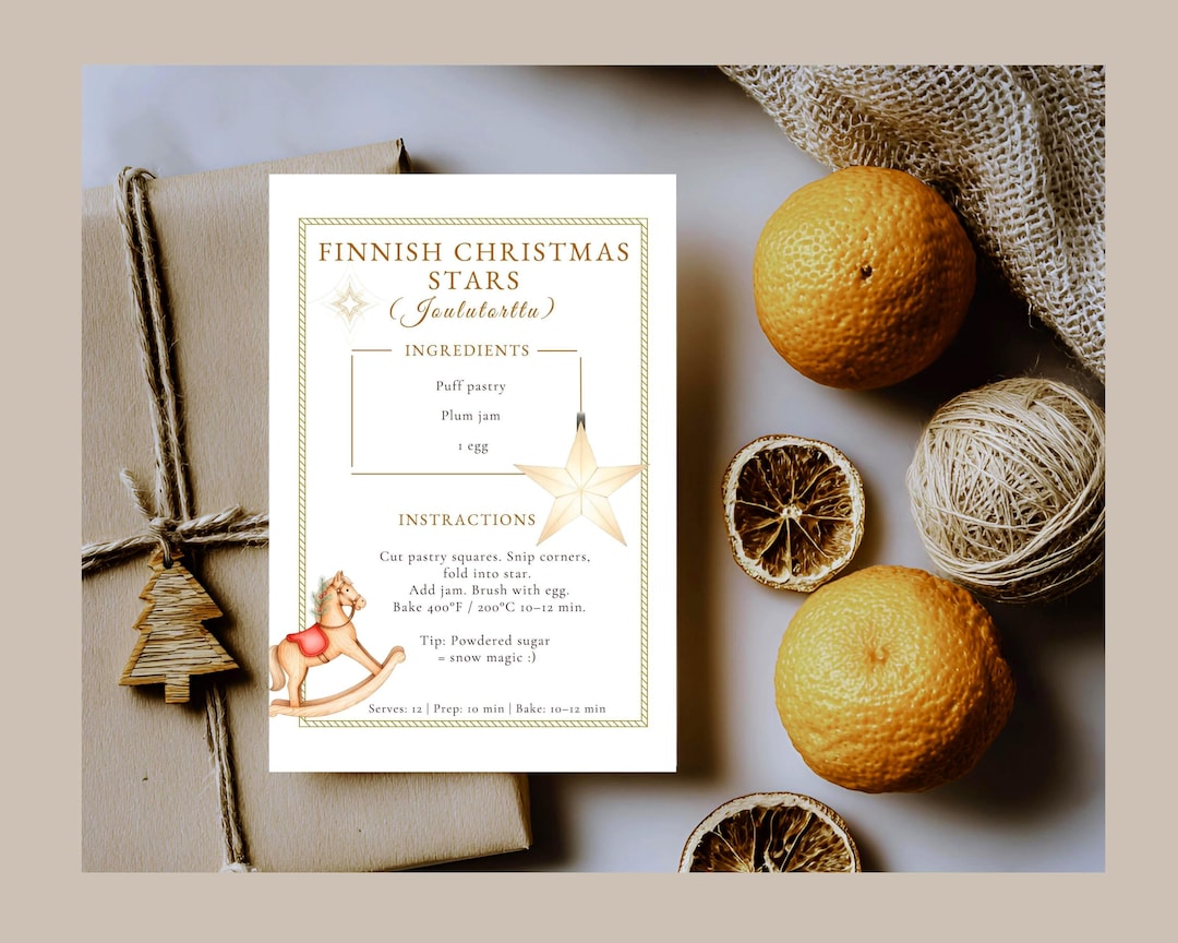 Finnish Star Recipe Card (joulutorttu) • Scandinavian Baking (digital ...