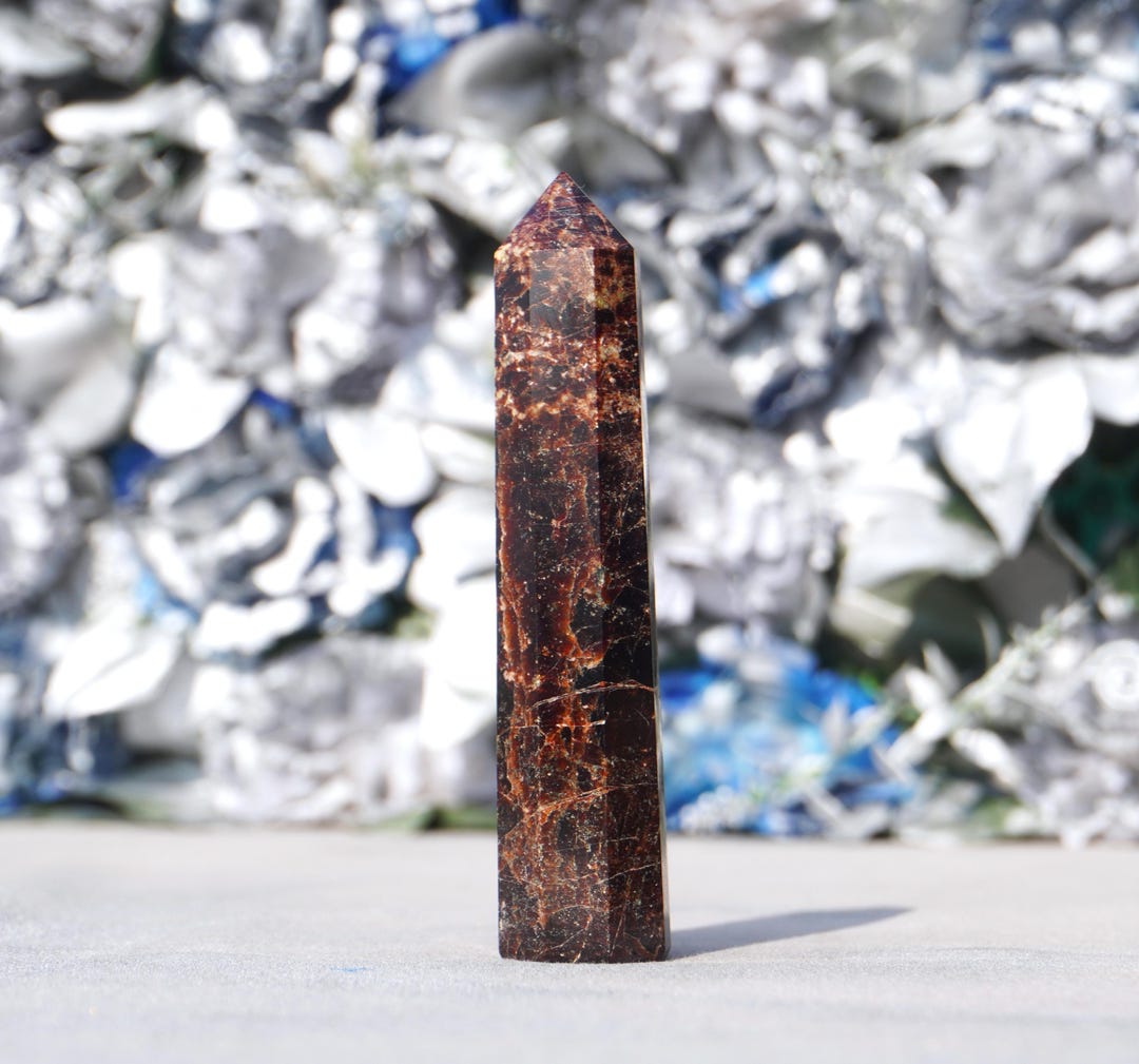 Red Almandine Garnet Obelisk Tower | 100x20mm - 110g | Natural Crystal ...