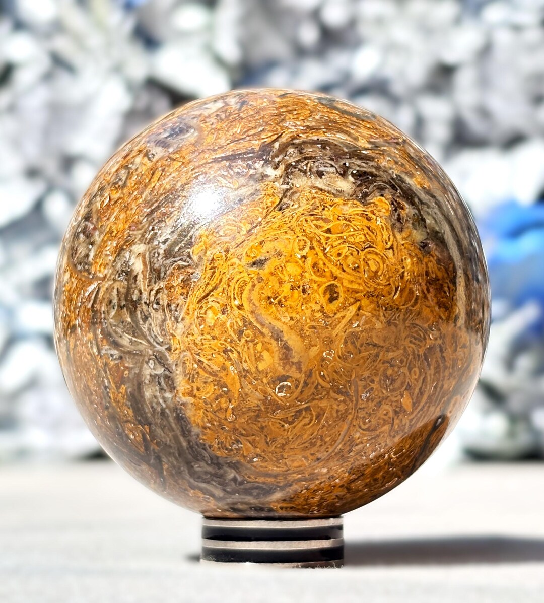 Mariam Calligraphy Jasper Stone Sphere - 65mm 380g Natural Stone Décor ...