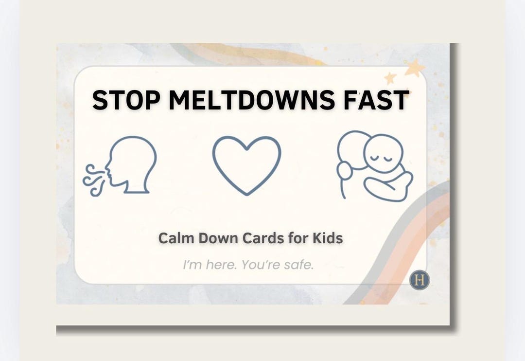Calm Down Cards for Kids, Meltdown Support, Emotional Regulation, ADHD ...