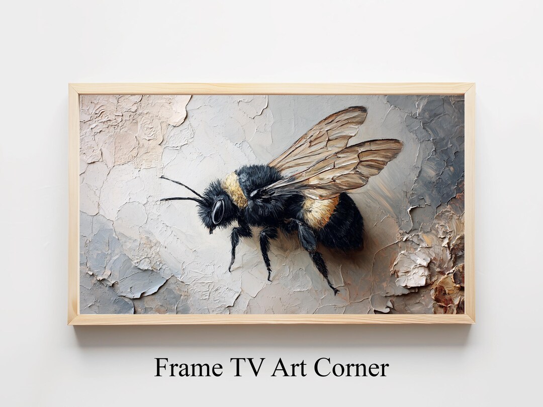 Vintage Bumblebee Painting, Rustic Frame TV Art (digital Download) 505 ...
