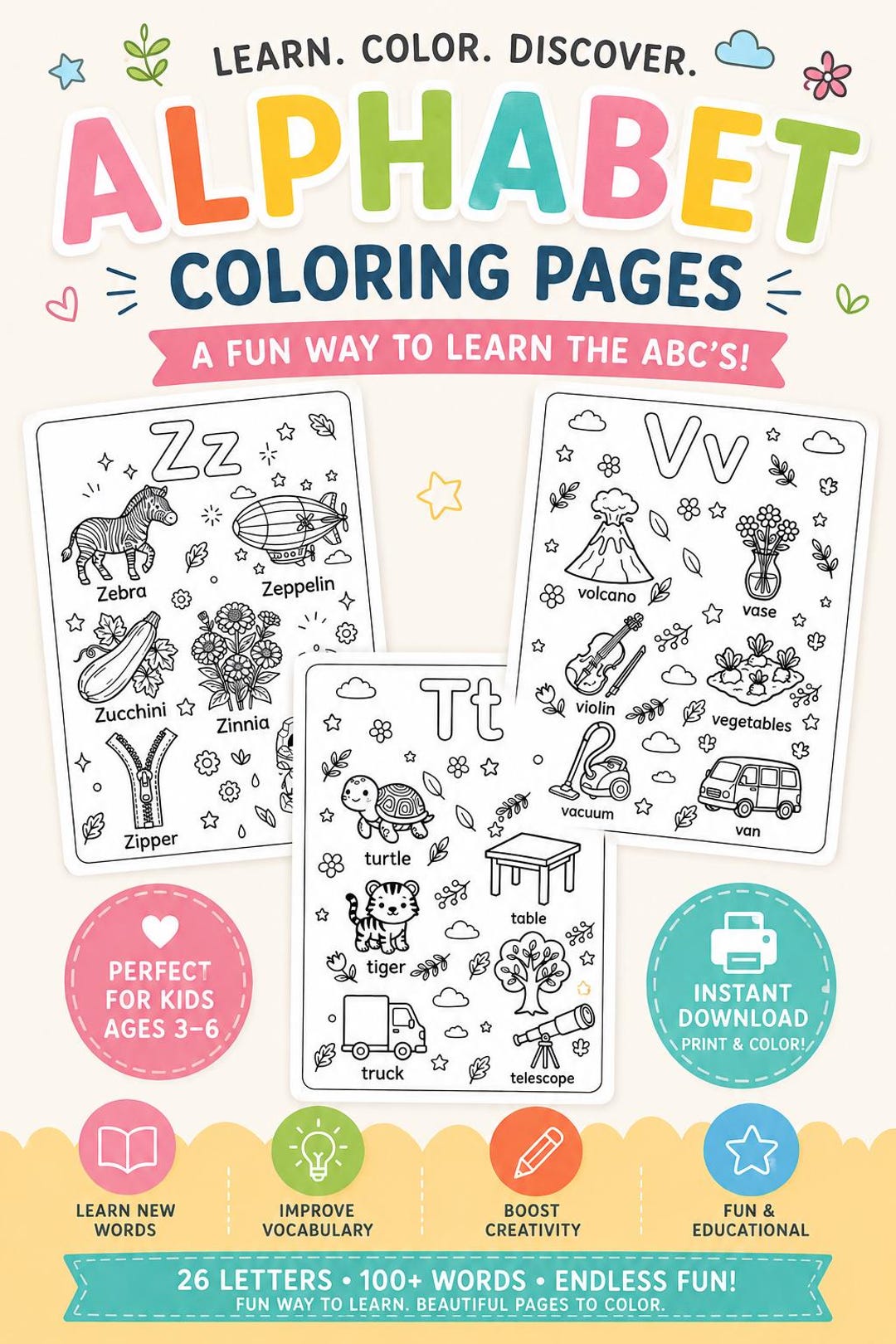 Alphabet Coloring Pages, Printable Worksheet, Toddler Preschool ...