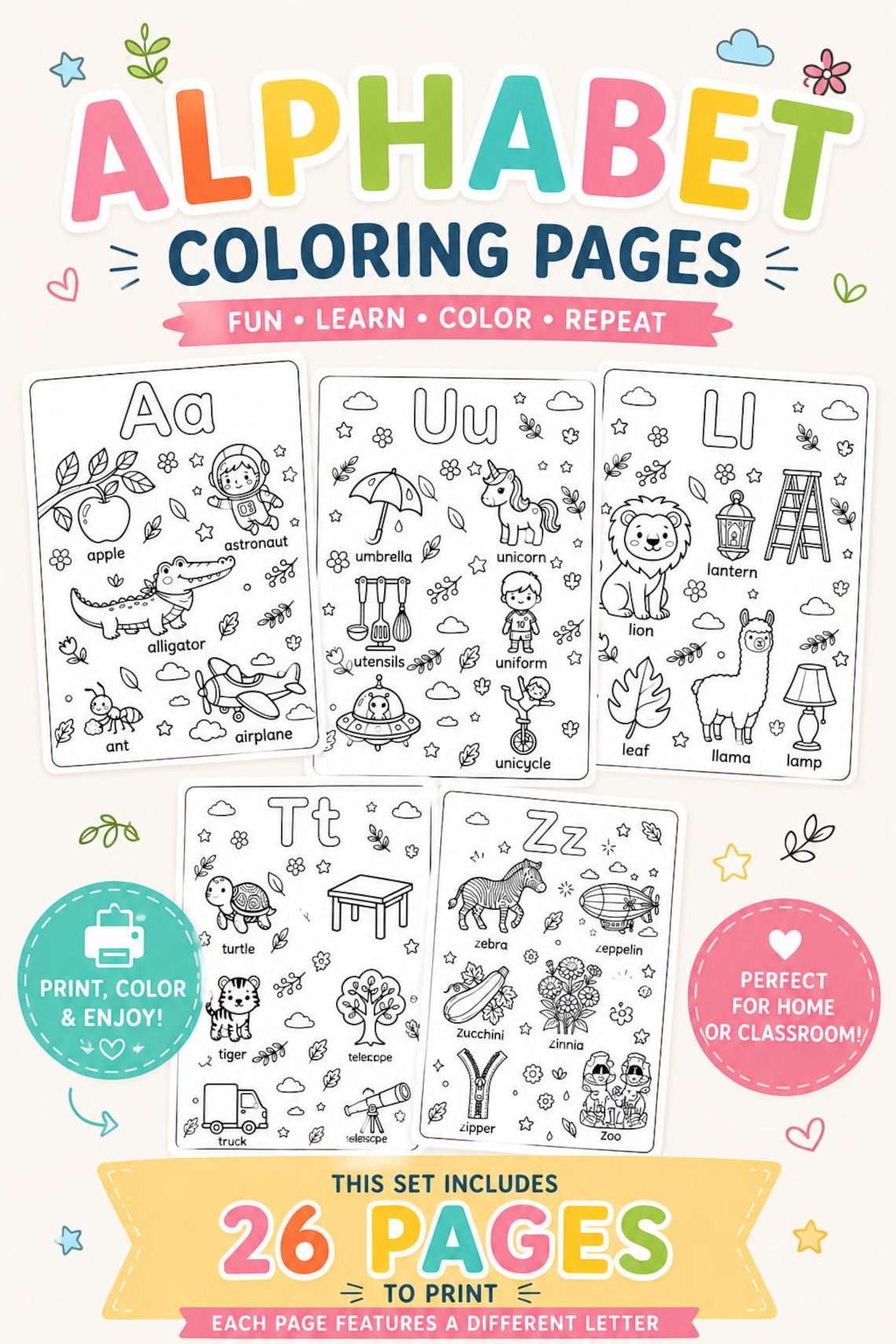 Alphabet Coloring Pages, Printable Worksheet, Toddler Preschool ...