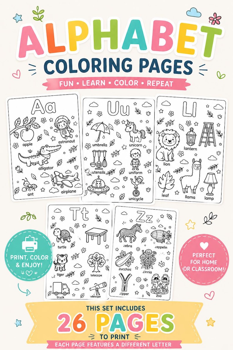 Alphabet Coloring Pages, Printable Worksheet, Toddler Preschool ...