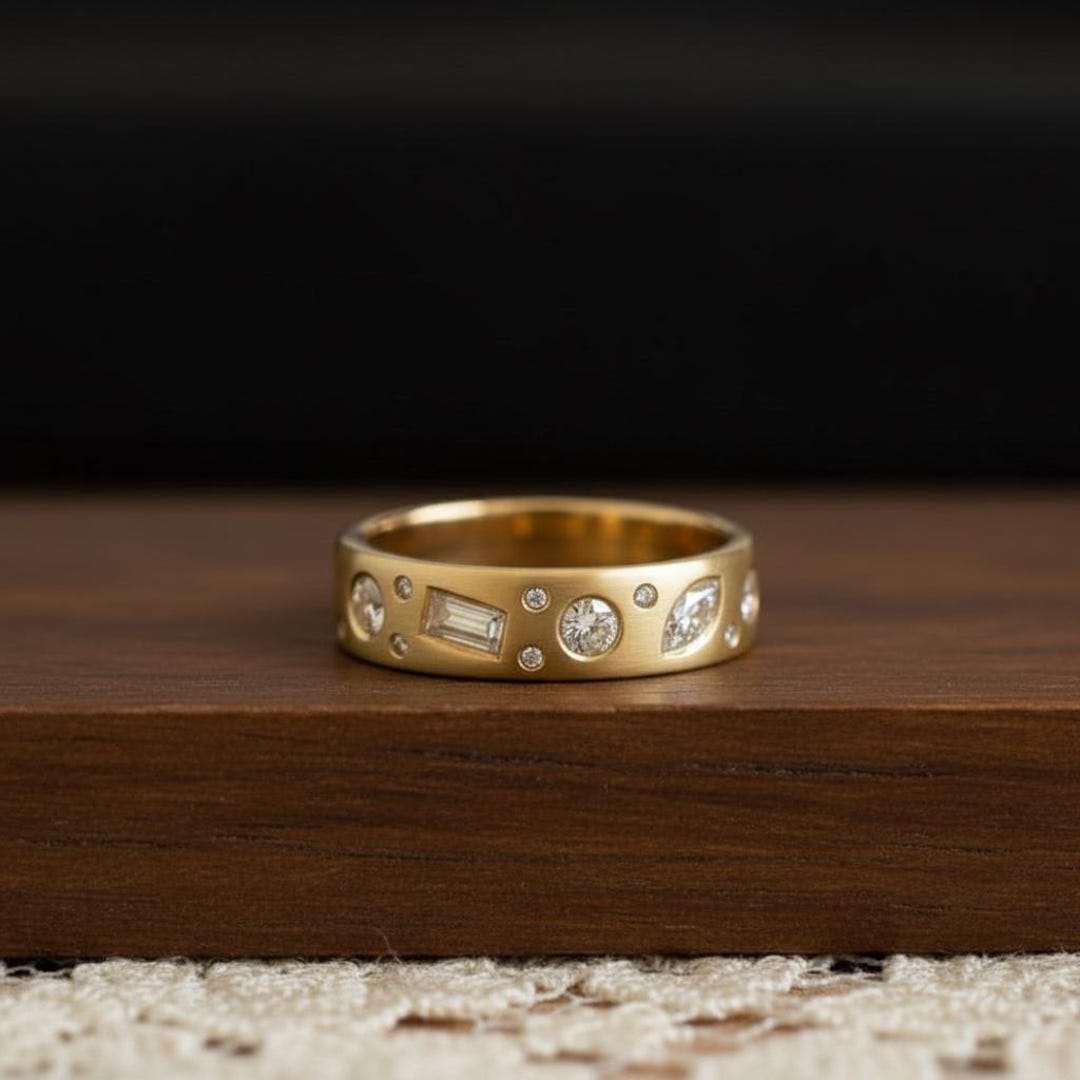 Multi Cut Engagement Band, Flush Setting Full Eternity Band, Multi ...