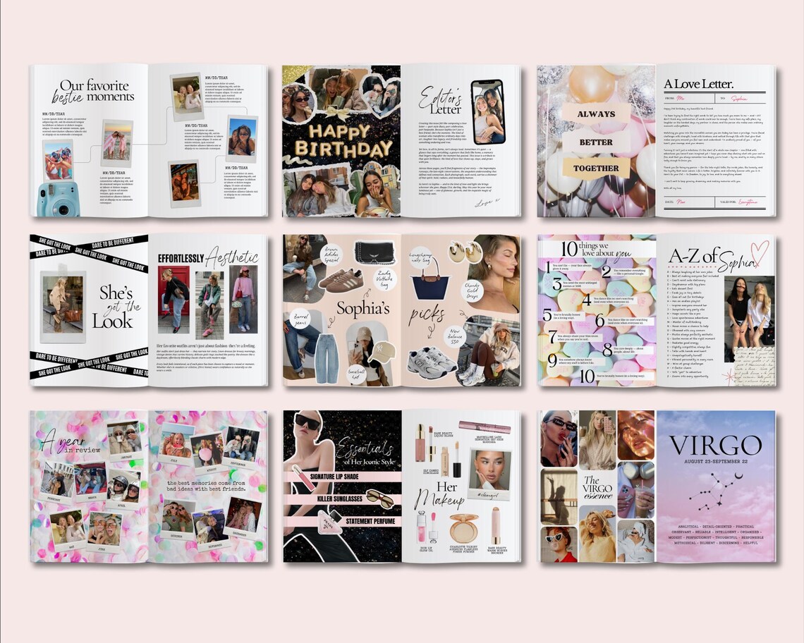 Personalized Birthday Magazine Template, Customizable Girl Birthday ...