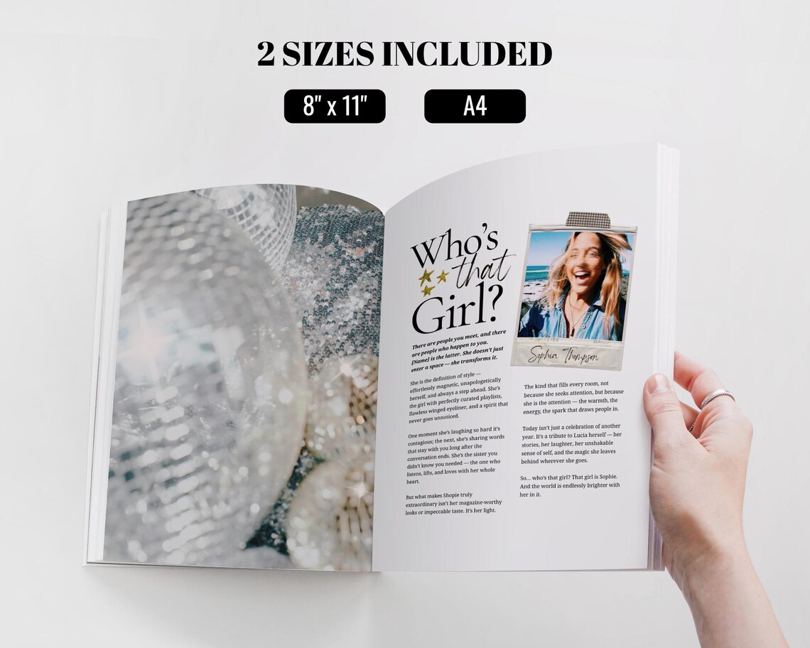 Personalized Birthday Magazine Template, Customizable Girl Birthday ...