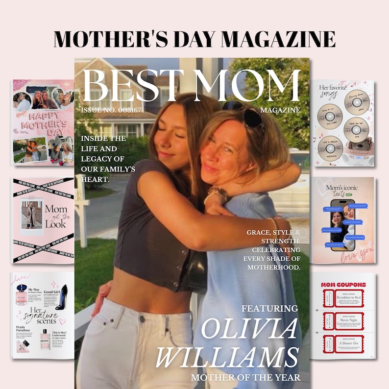 Editable Best Mom Magazine Personalized, Mothers Day Magazine Canva ...