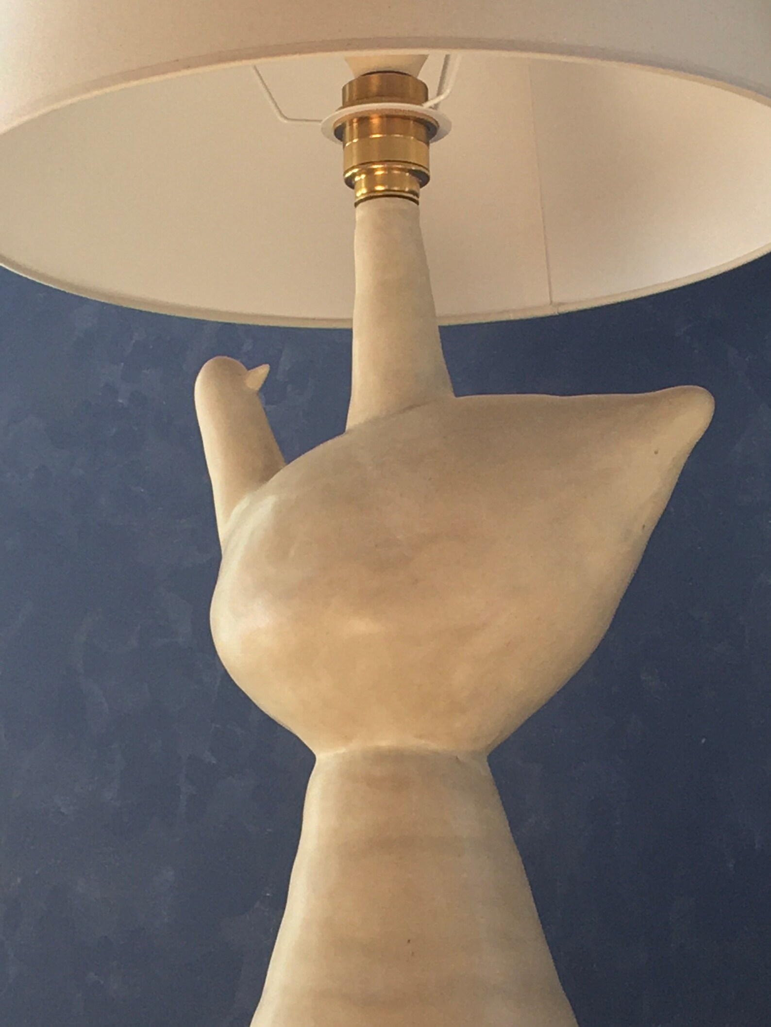 CUSTOM MADE - White Dove Ceramic Bird Lamp With White Linen Shade - Etsy