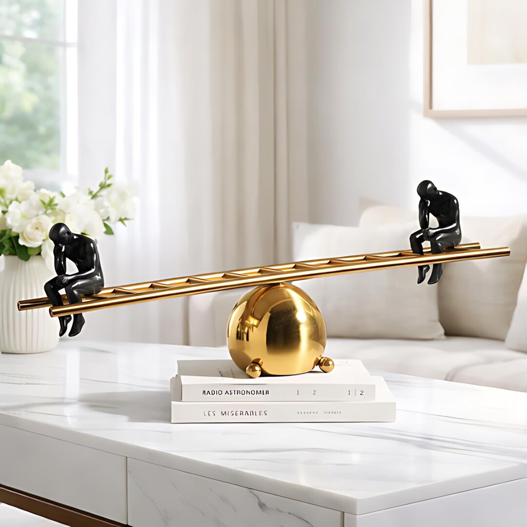 Thinker Statue Ladder Sculpture, Modern Contemplative Man Figurine for ...
