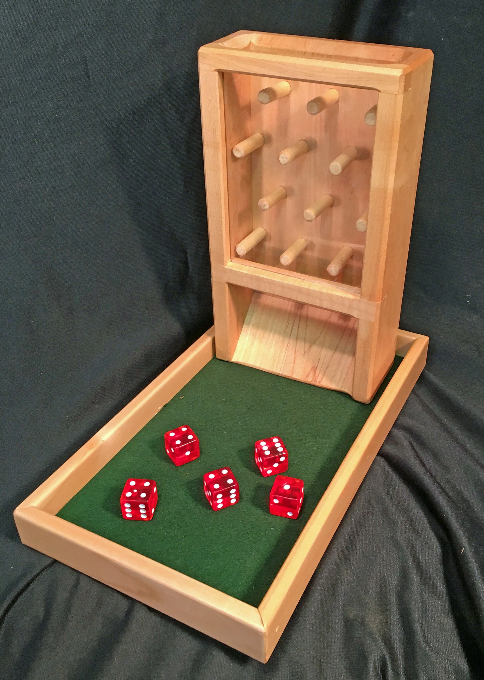 Dice Tower & Tray Set - Hardwood With 3 Wool Felt Color Options - Etsy