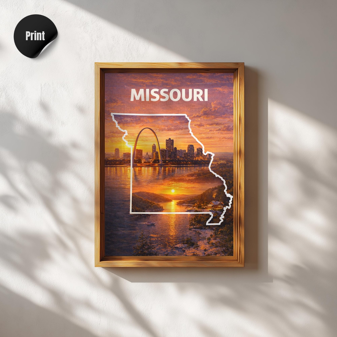 Missouri Poster, Retro Missouri Wall Art, Missouri State Map Print ...