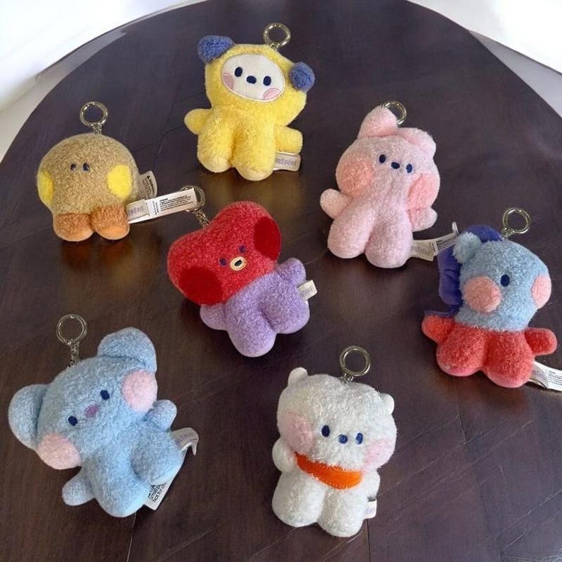 10cm Kawaii Bt21ed Mini Baby Series Anime Rj Mang Plush Keychain Cute ...