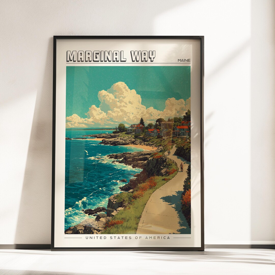 Marginal Way Maine Travel Poster | Vintage USA Travel Print | Marginal ...