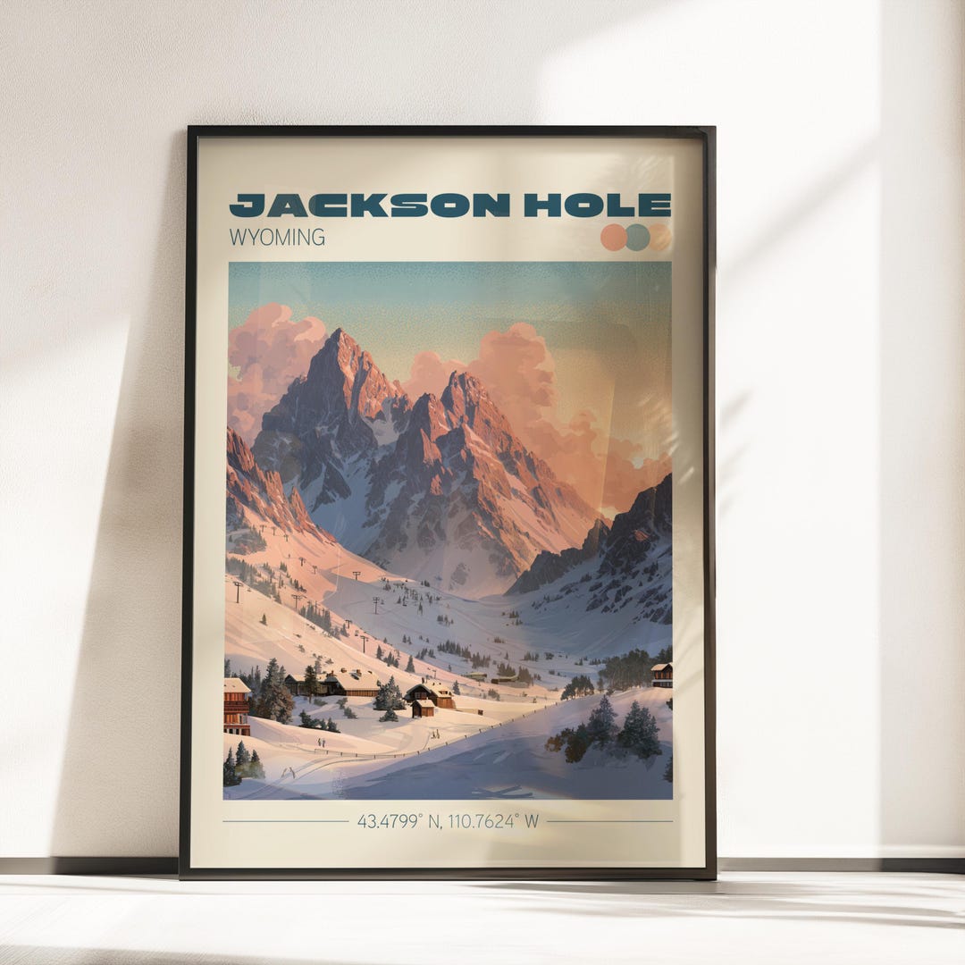 Jackson Hole Ski Print | Vintage Travel Poster | USA Travel Poster ...