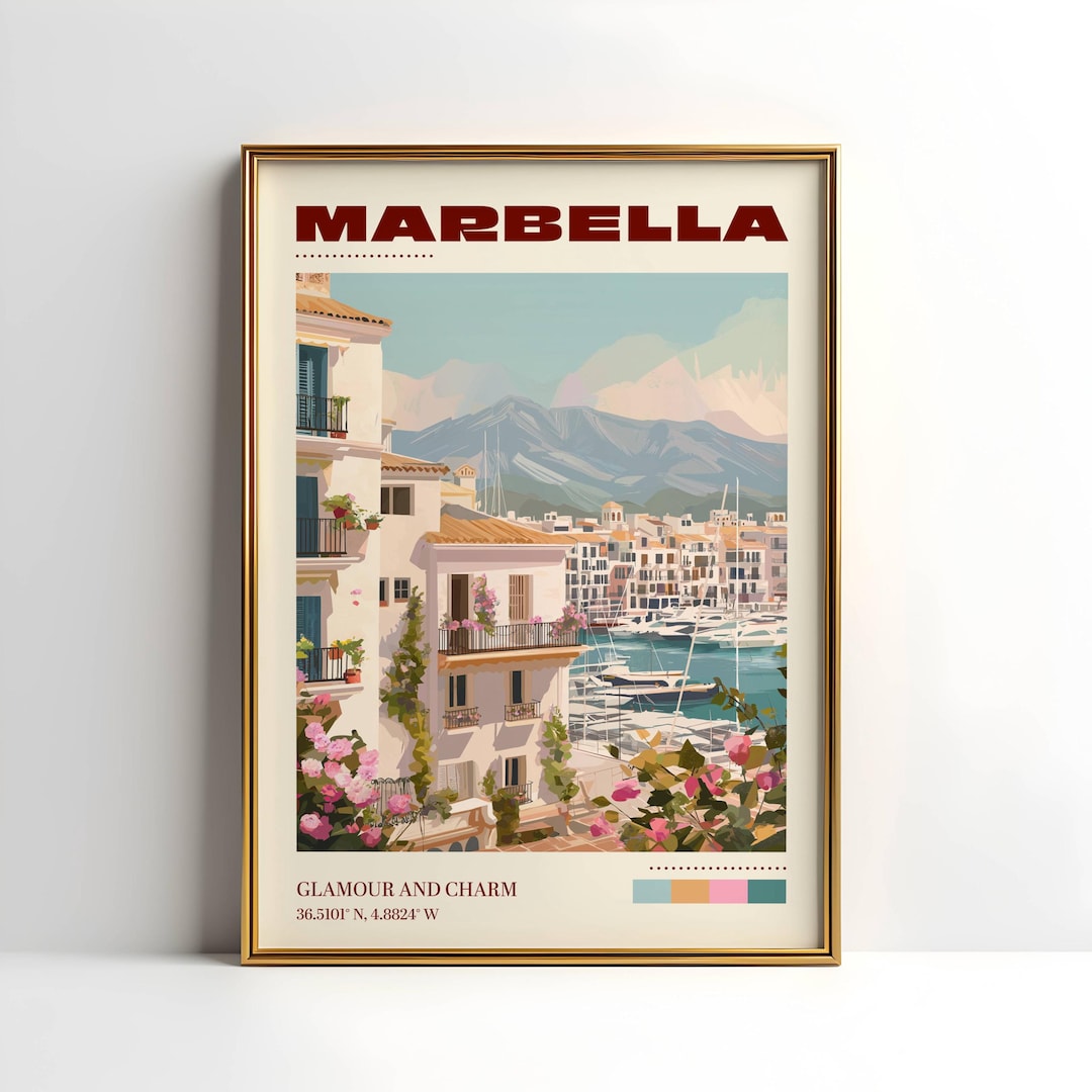 Marbella Wall Art Print | Vintage Travel Poster | Marbella Print ...