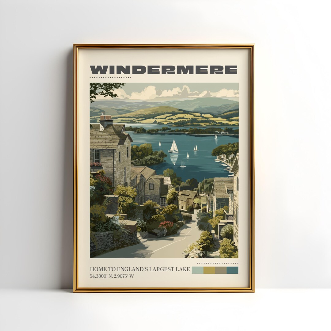 Windermere Wall Art Print | Vintage Travel Poster | Windermere Poster ...