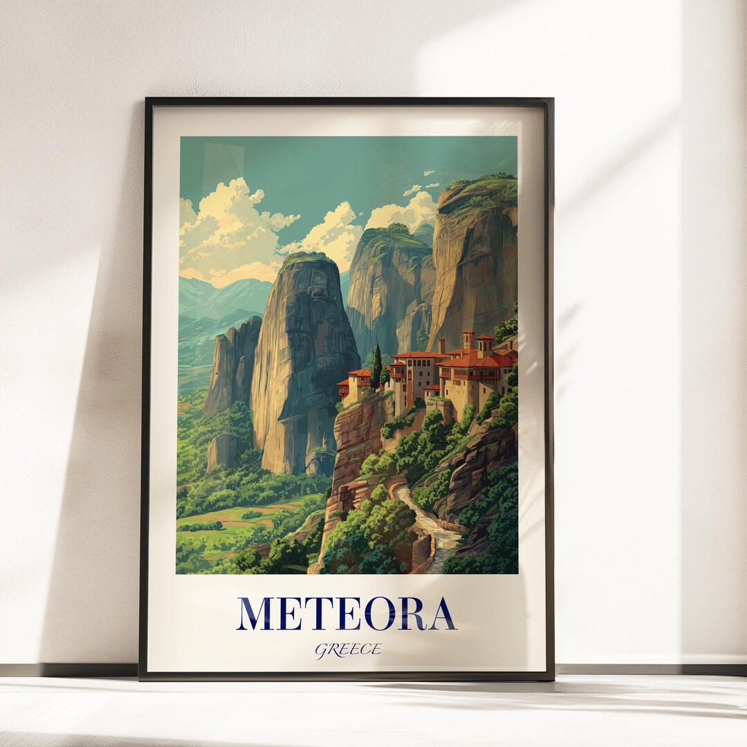Meteora Wall Art Print | Vintage Travel Poster | Meteora Poster ...