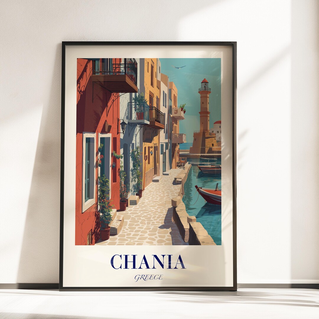 Chania Wall Art Print | Vintage Travel Poster | Crete Poster | Greece ...