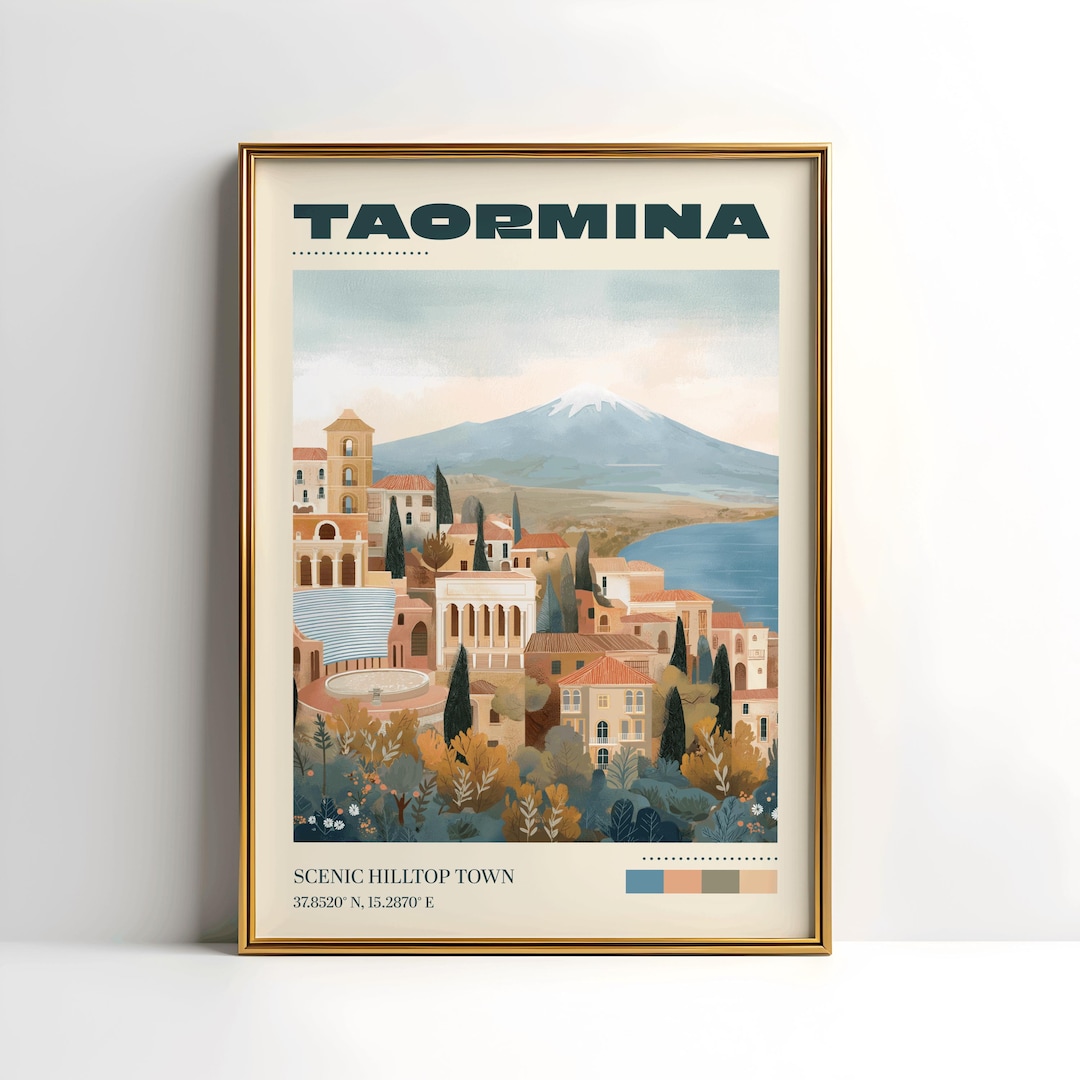 Taormina Wall Art Print | Vintage Travel Poster | Taormina Poster ...